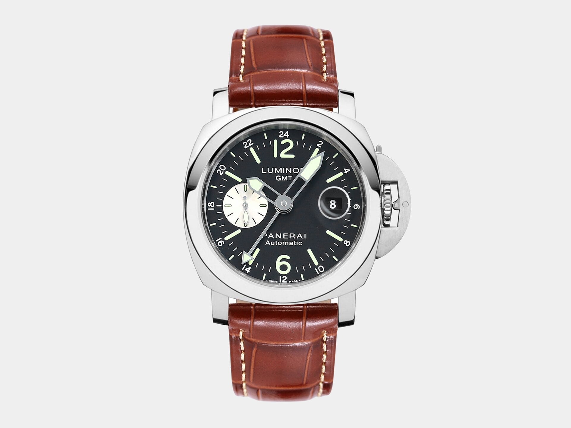 VS Factory Panerai Luminor GMT PAM088 Black Dial 904L Steel Brown ...